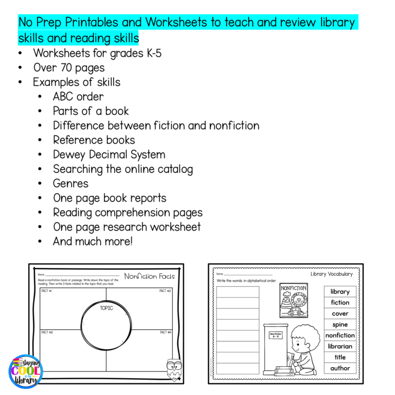 Library No Prep Printables