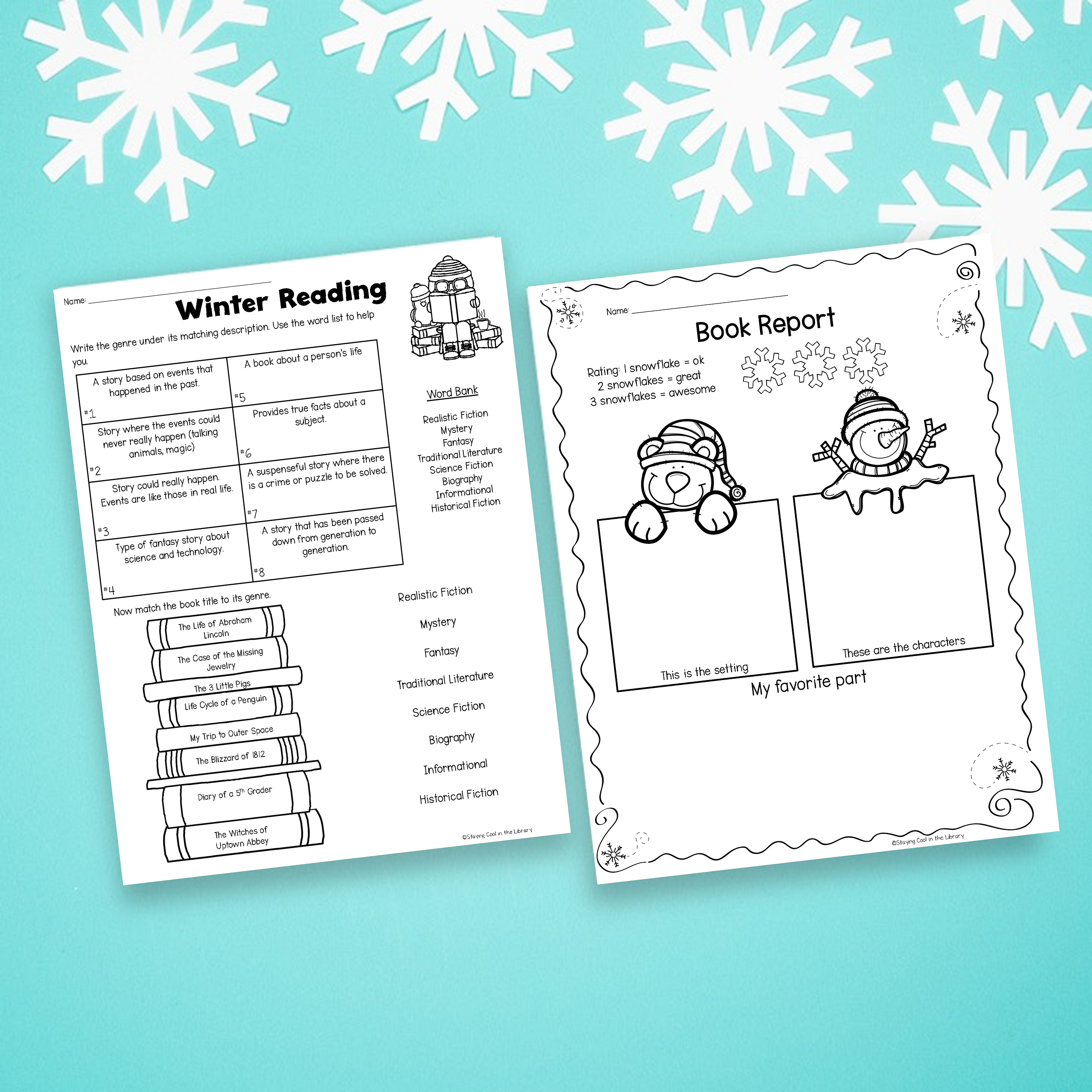 Library No Prep Printables - Winter Theme