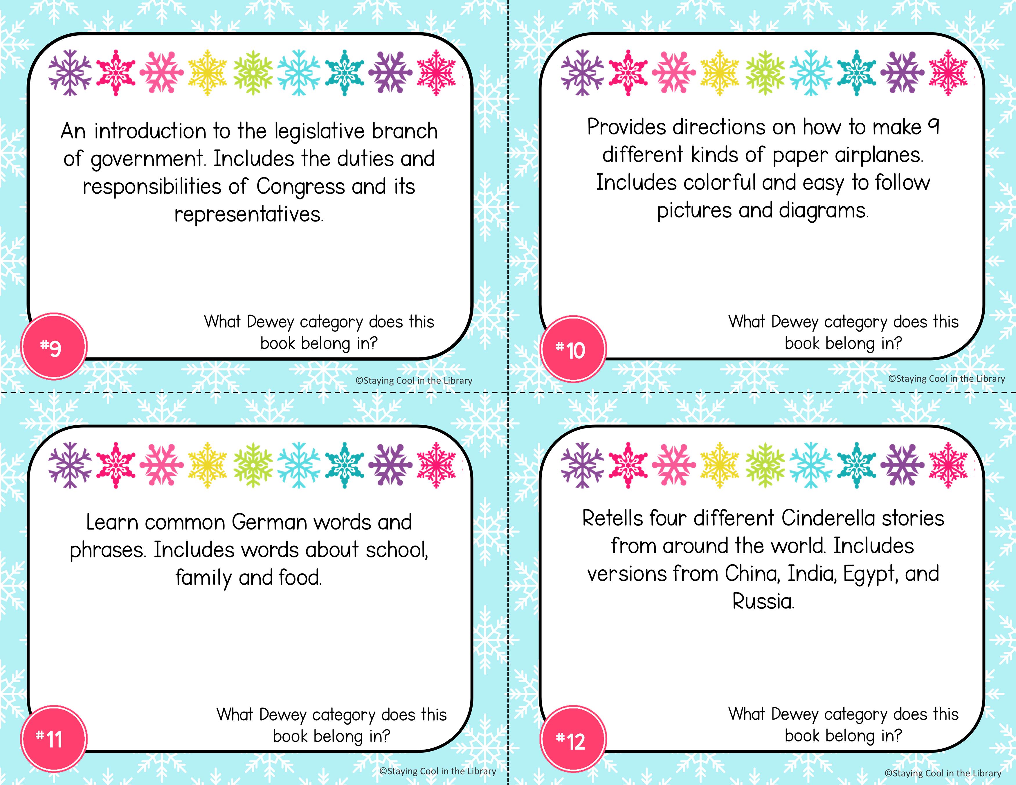 Dewey Decimal Task Cards - Winter Theme
