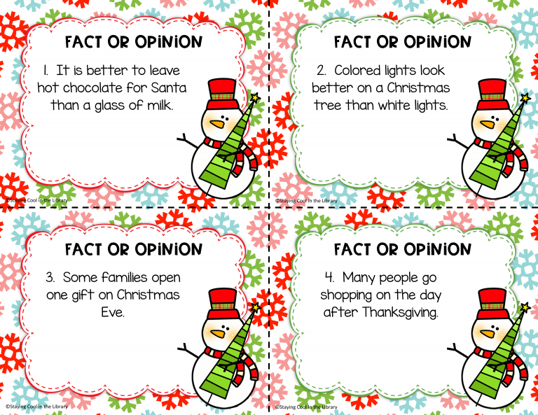 Christmas Fact and Opinion Task Cards