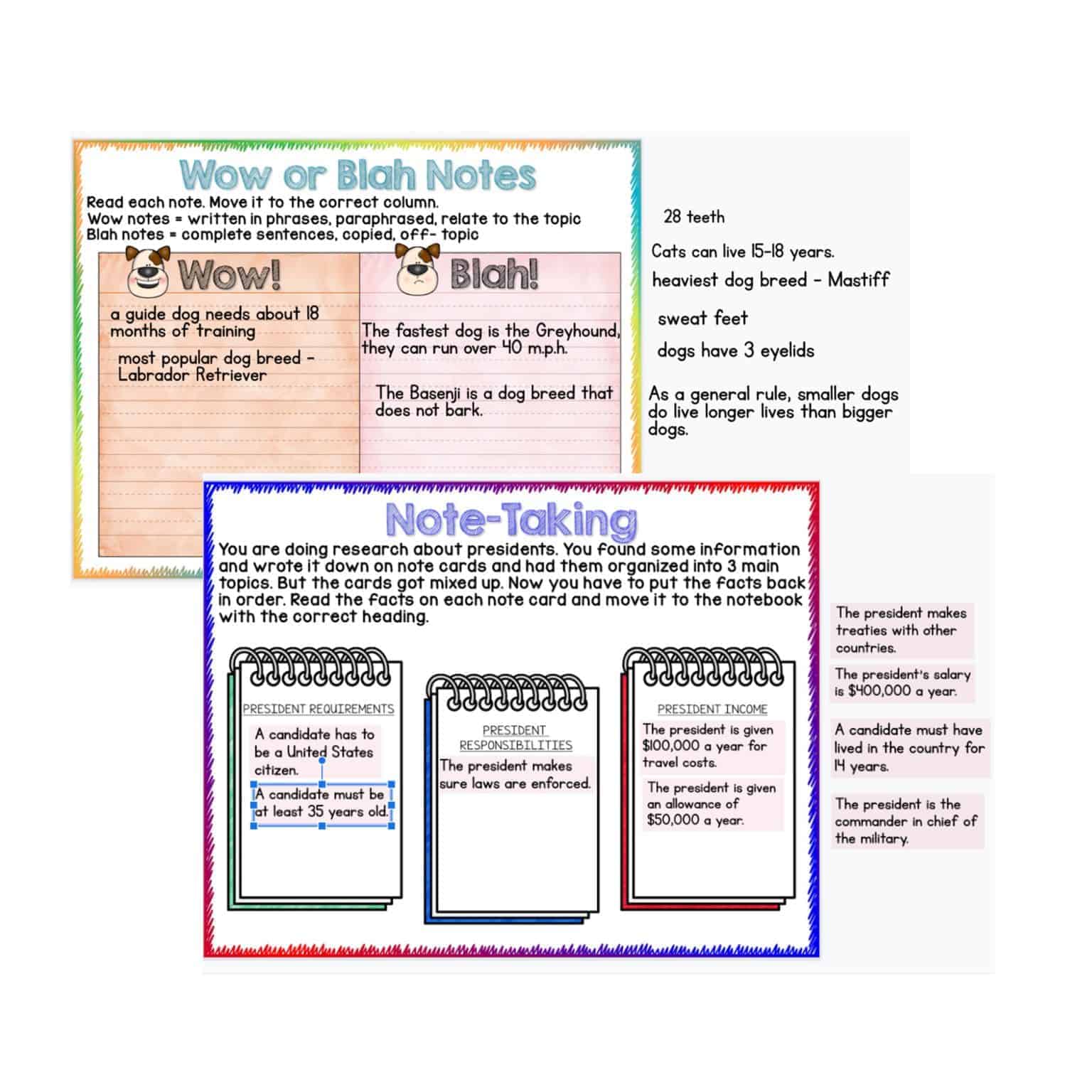 Summarizing and Paraphrasing Activities for Google Slides