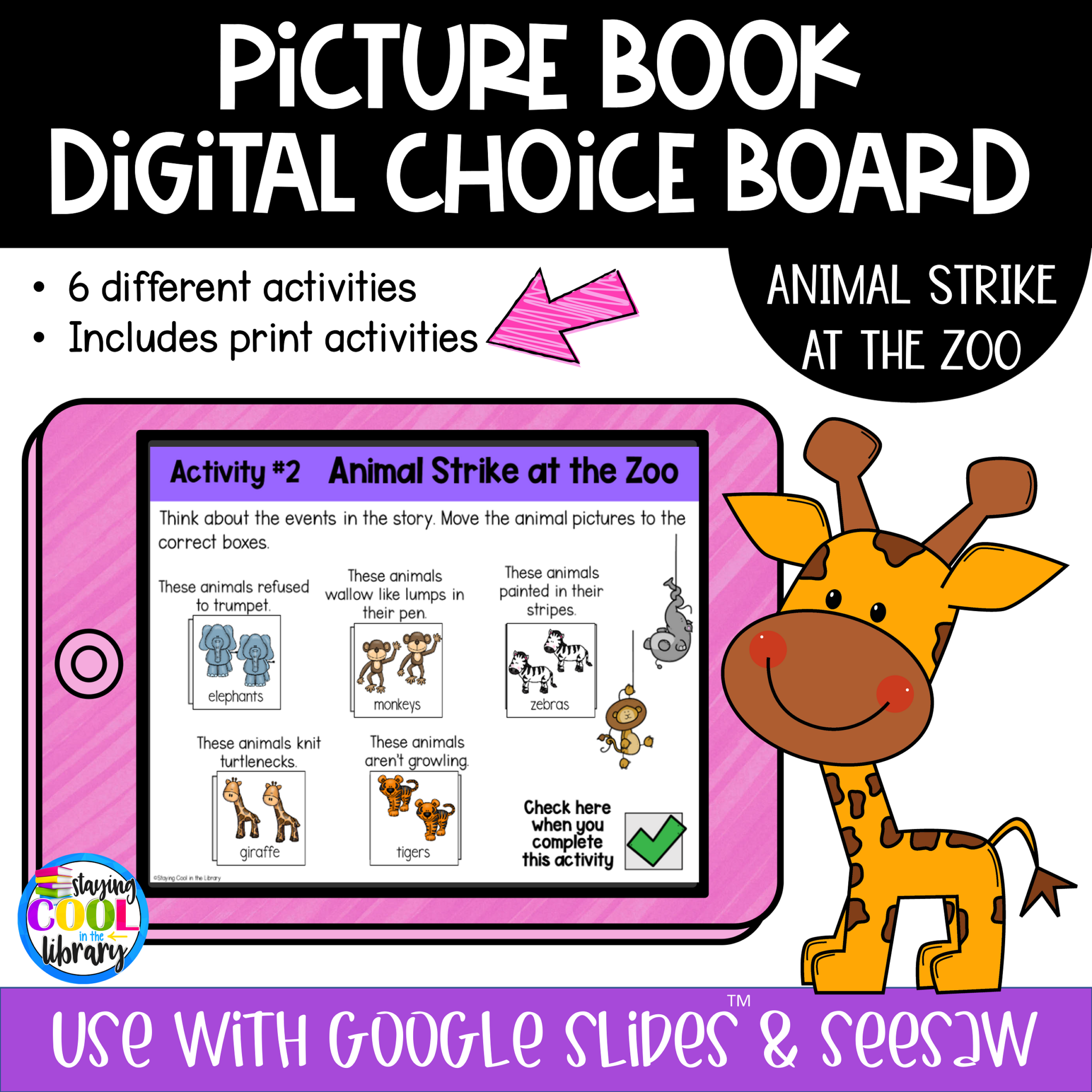 Animal Strike at the Zoo - Digital Choice Board | Google Slides & Print ...