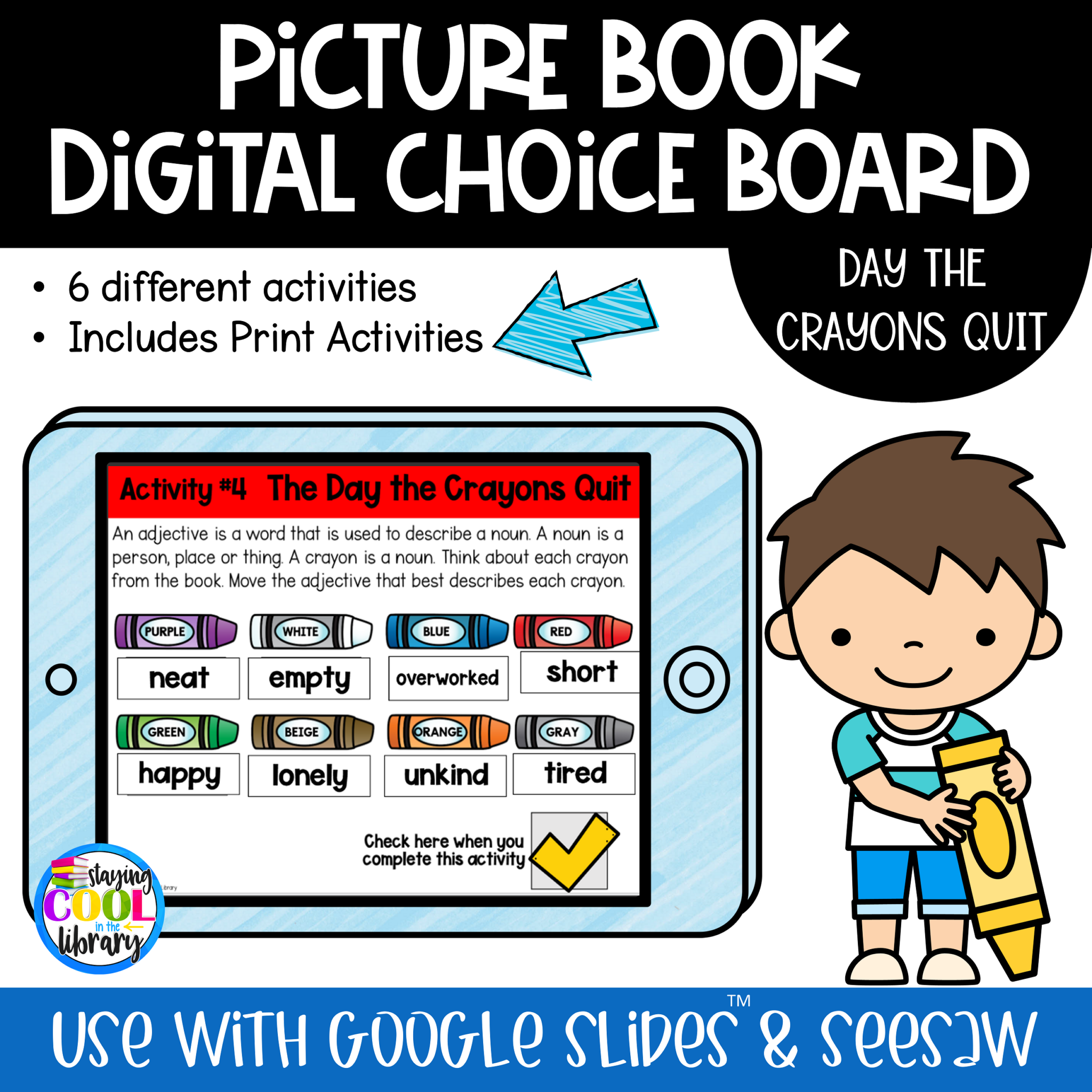 Day the Crayons Quit - Digital Choice Board | Google Slides & Print ...