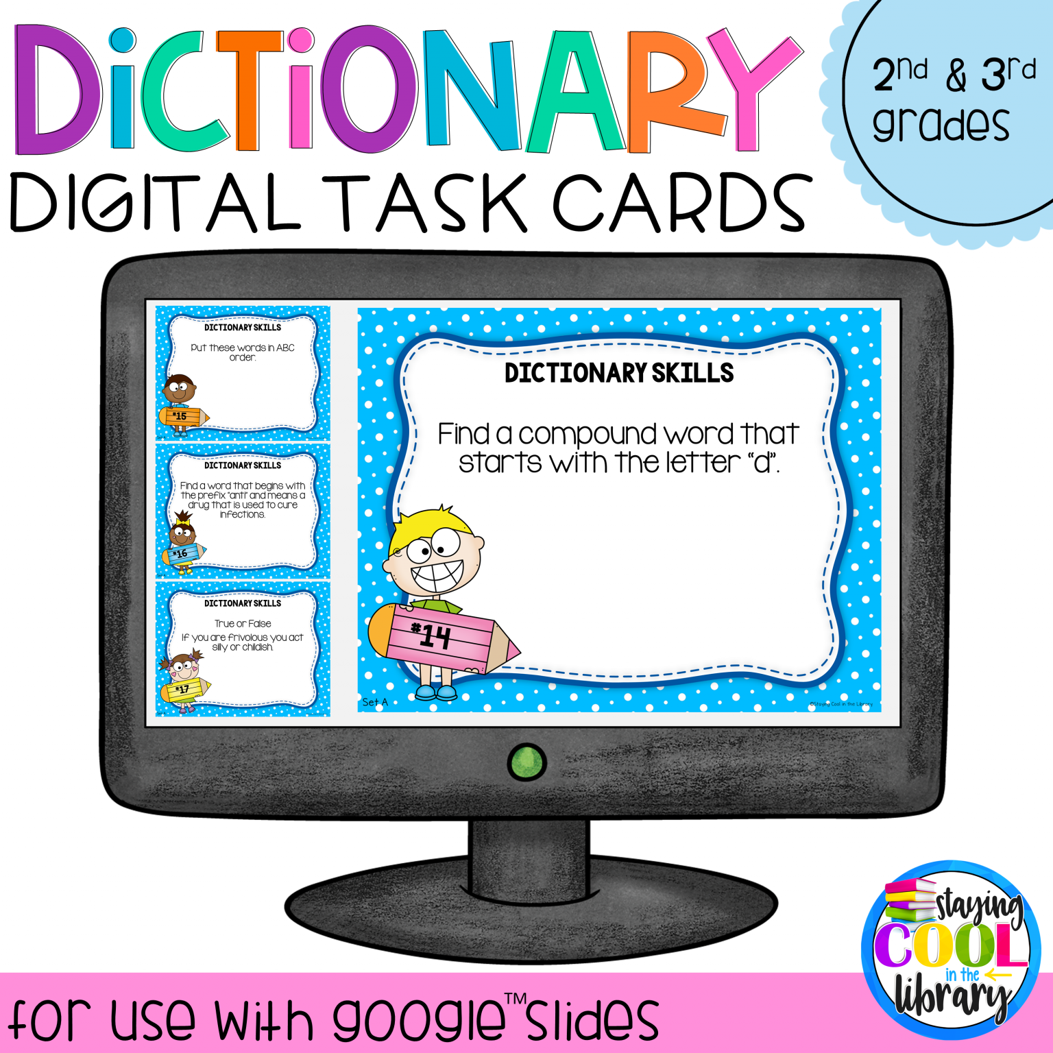 Dictionary Skills Task Cards for Google Slides Grades 2 and 3 - Staying ...