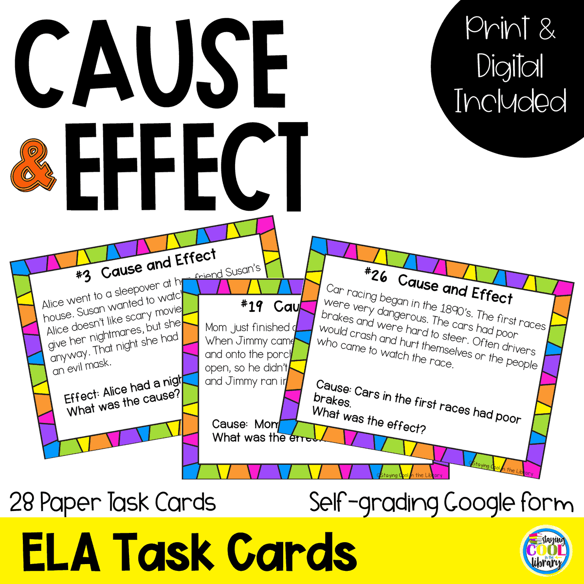 Cause And Effect Task Cards Cause And Effect Task Cards