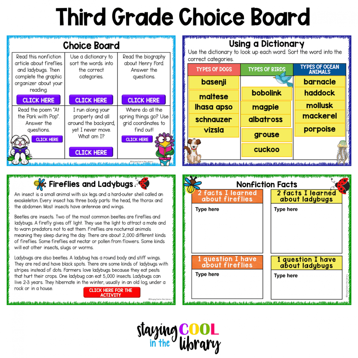 3rd Grade Reading Digital Choice Board | Google Slides - Staying Cool ...