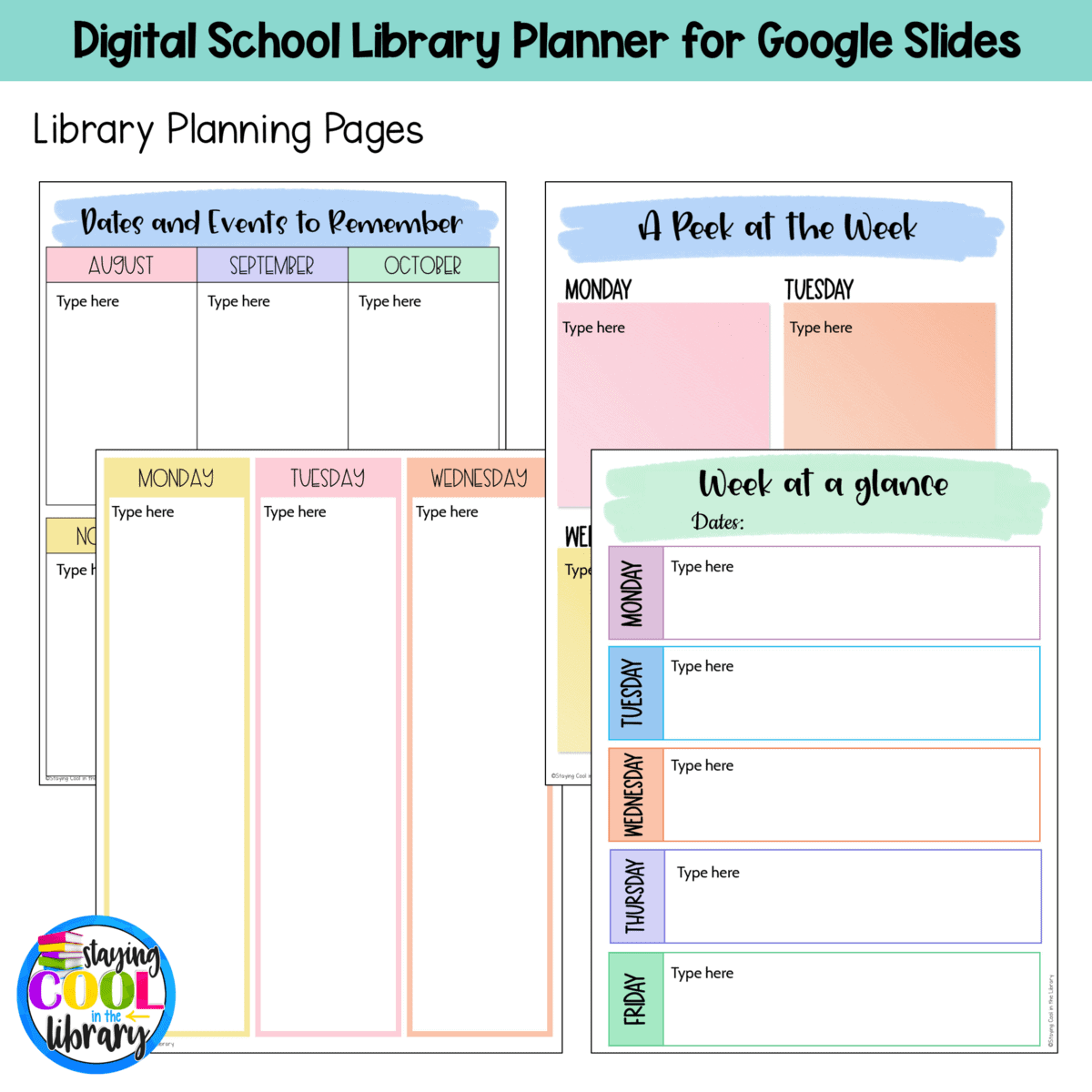 Digital School Library Planner (Google Slides)