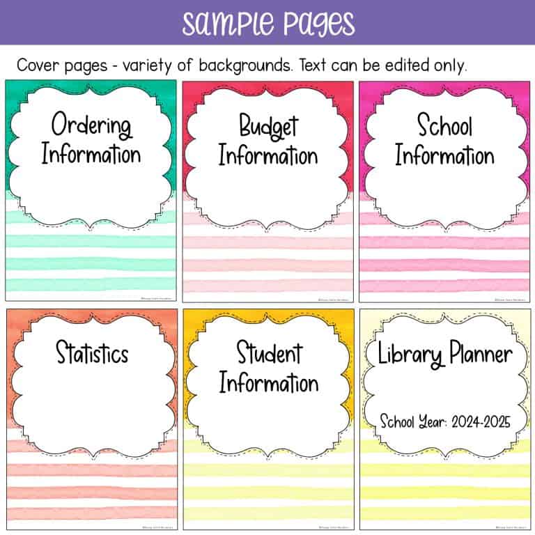 School Library Planner - Watercolor