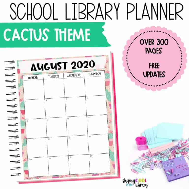 School Library Planner - Cactus Theme - Staying Cool in the Library