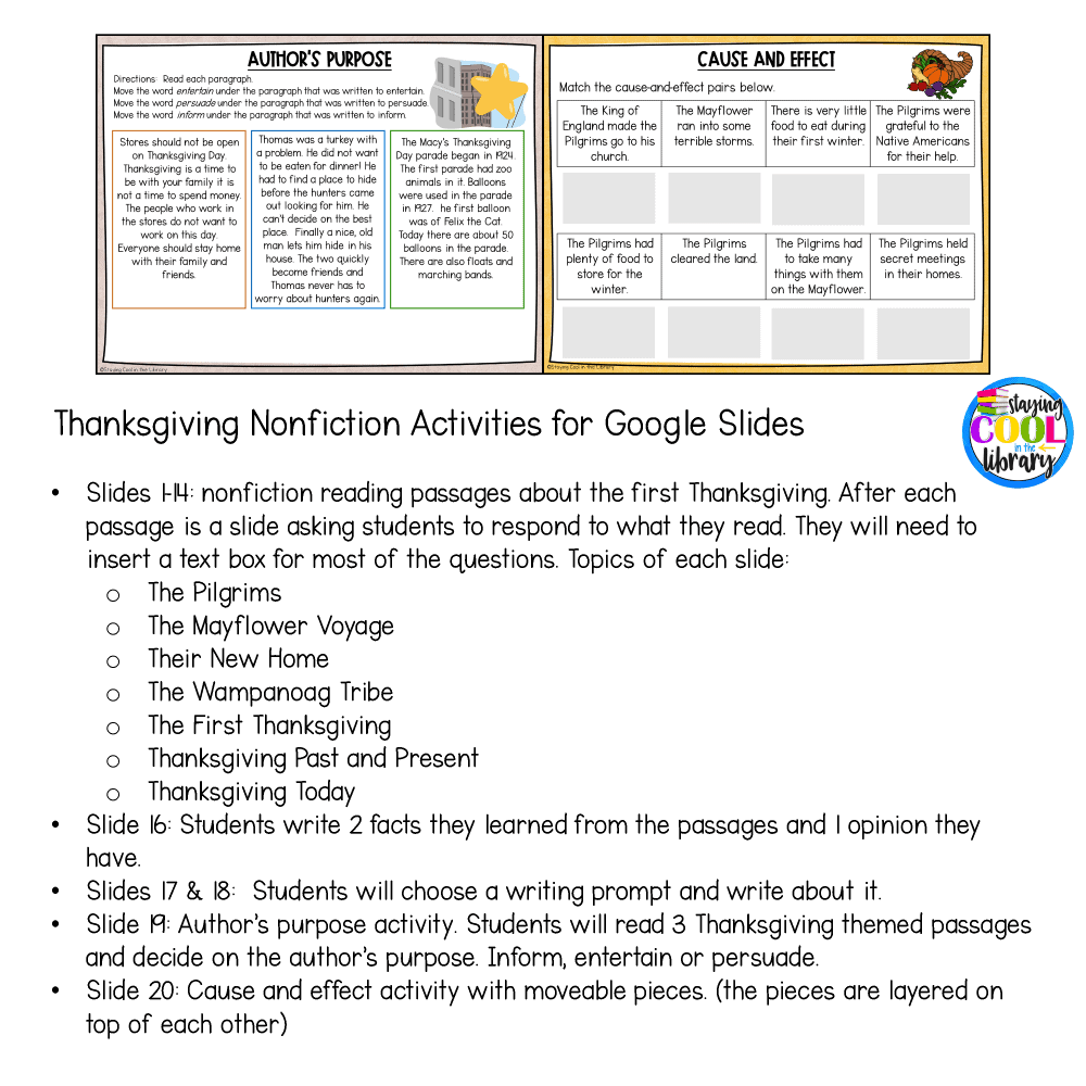 Thanksgiving Digital Activities for Google Slides - Staying Cool in the ...
