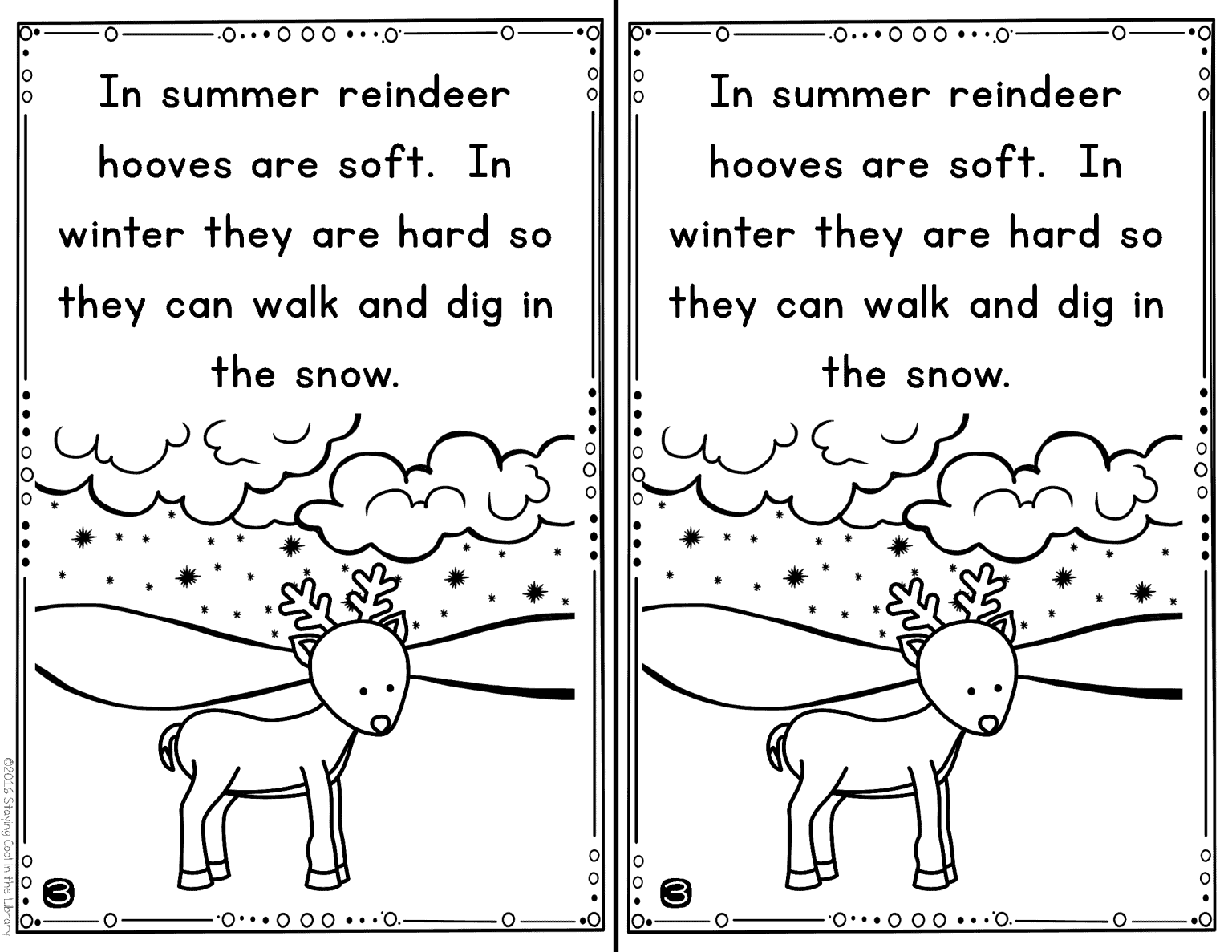 Reindeer Print and Digital Activities - Staying Cool in the Library