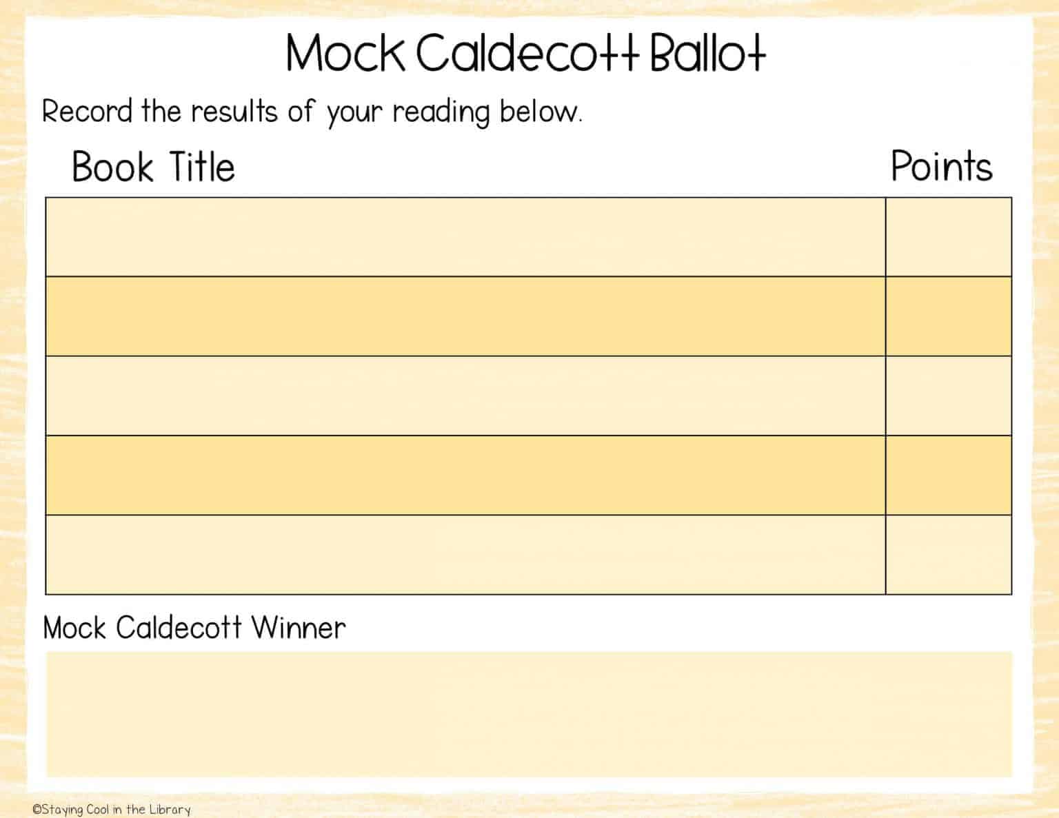 Holding a Mock Caldecott Election - Staying Cool in the Library