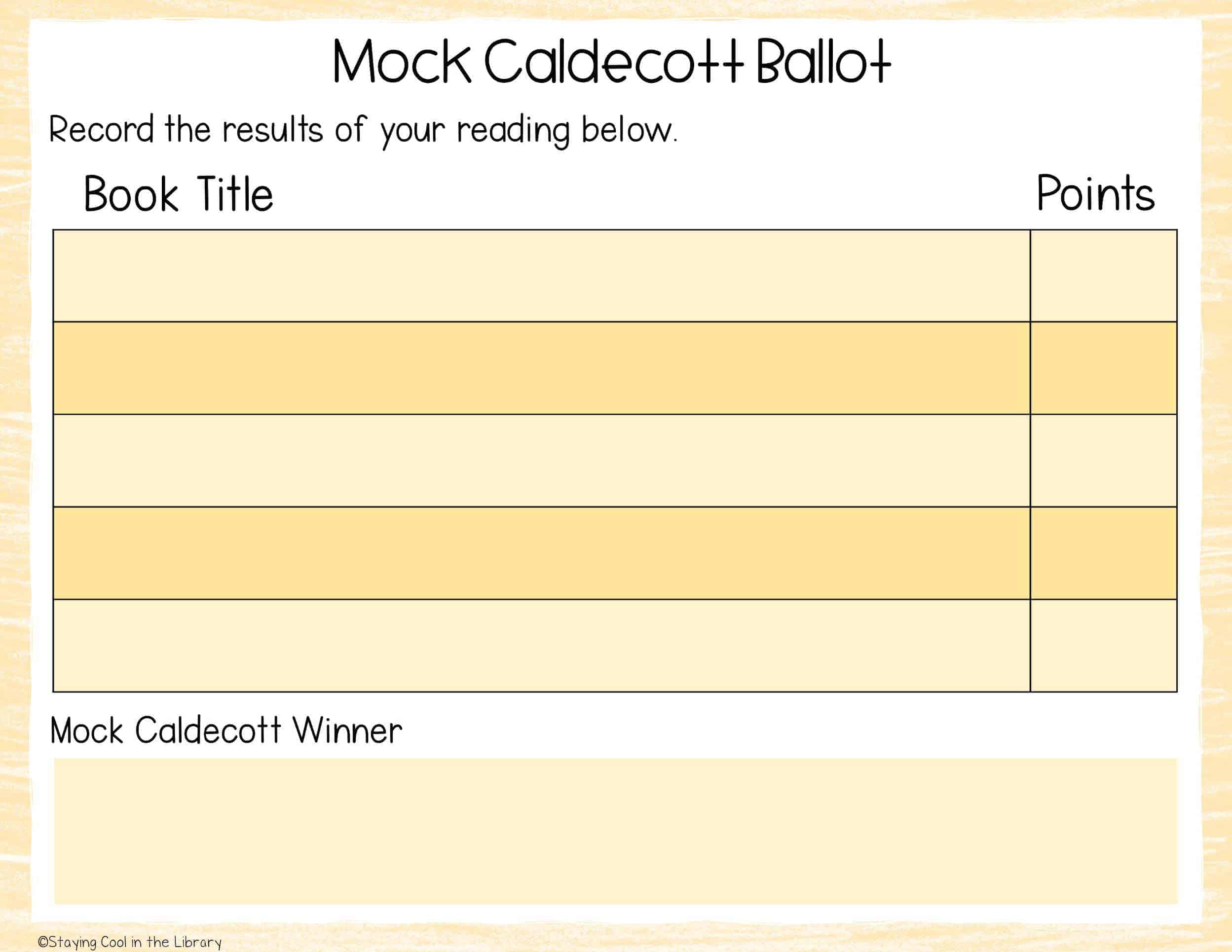 Holding a Mock Caldecott Election - Staying Cool in the Library