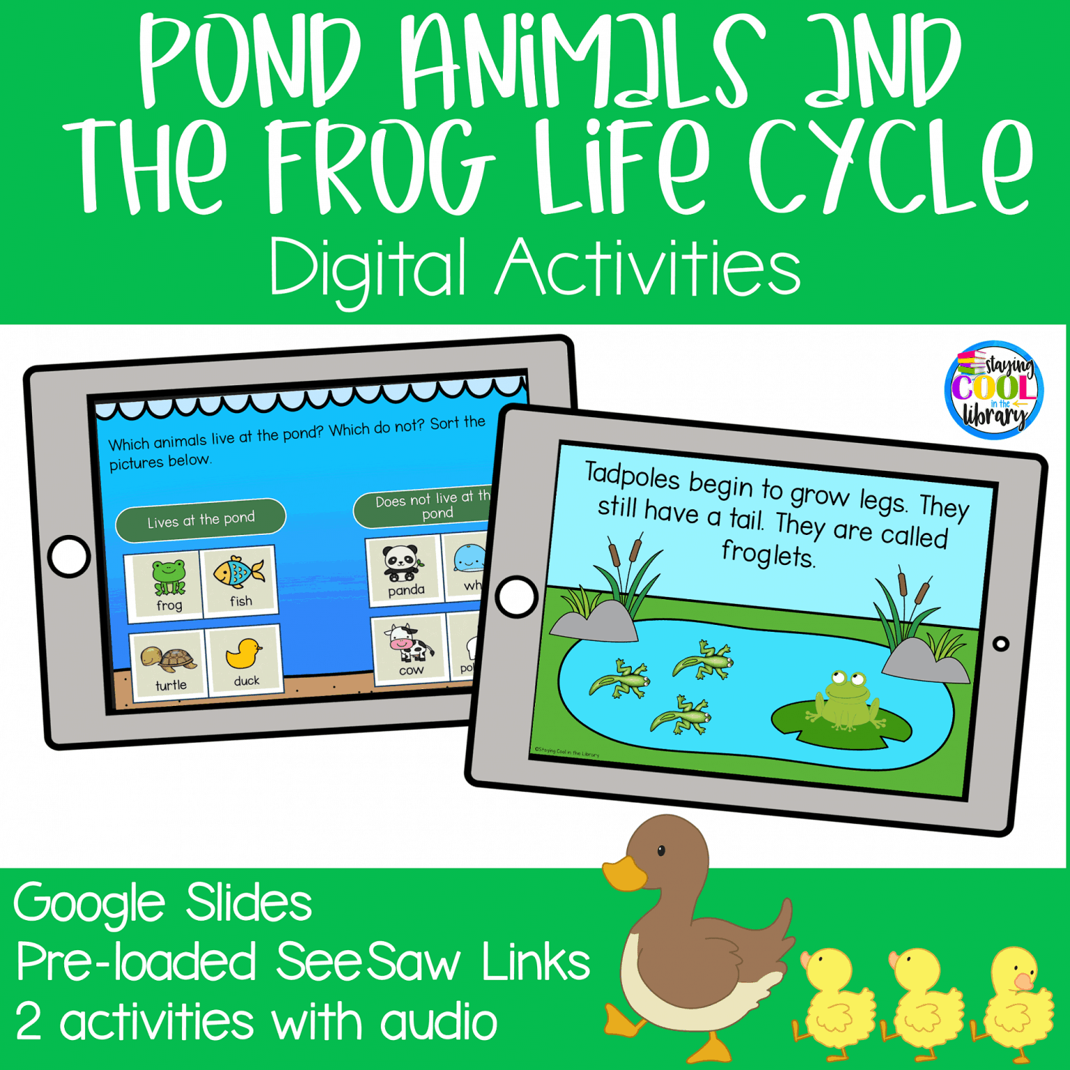 Spring Print and Digital Activities - Bundle - Staying Cool in the Library