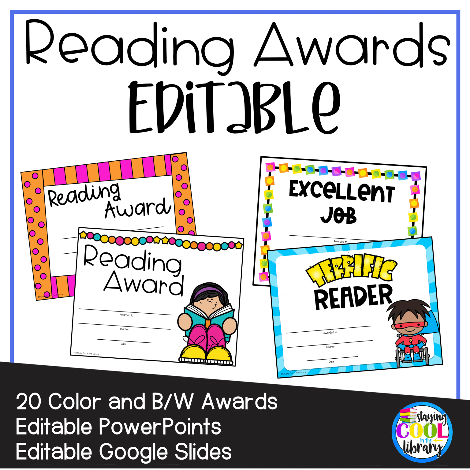 Reading Awards and Certificates - Digital and Editable - Staying Cool ...