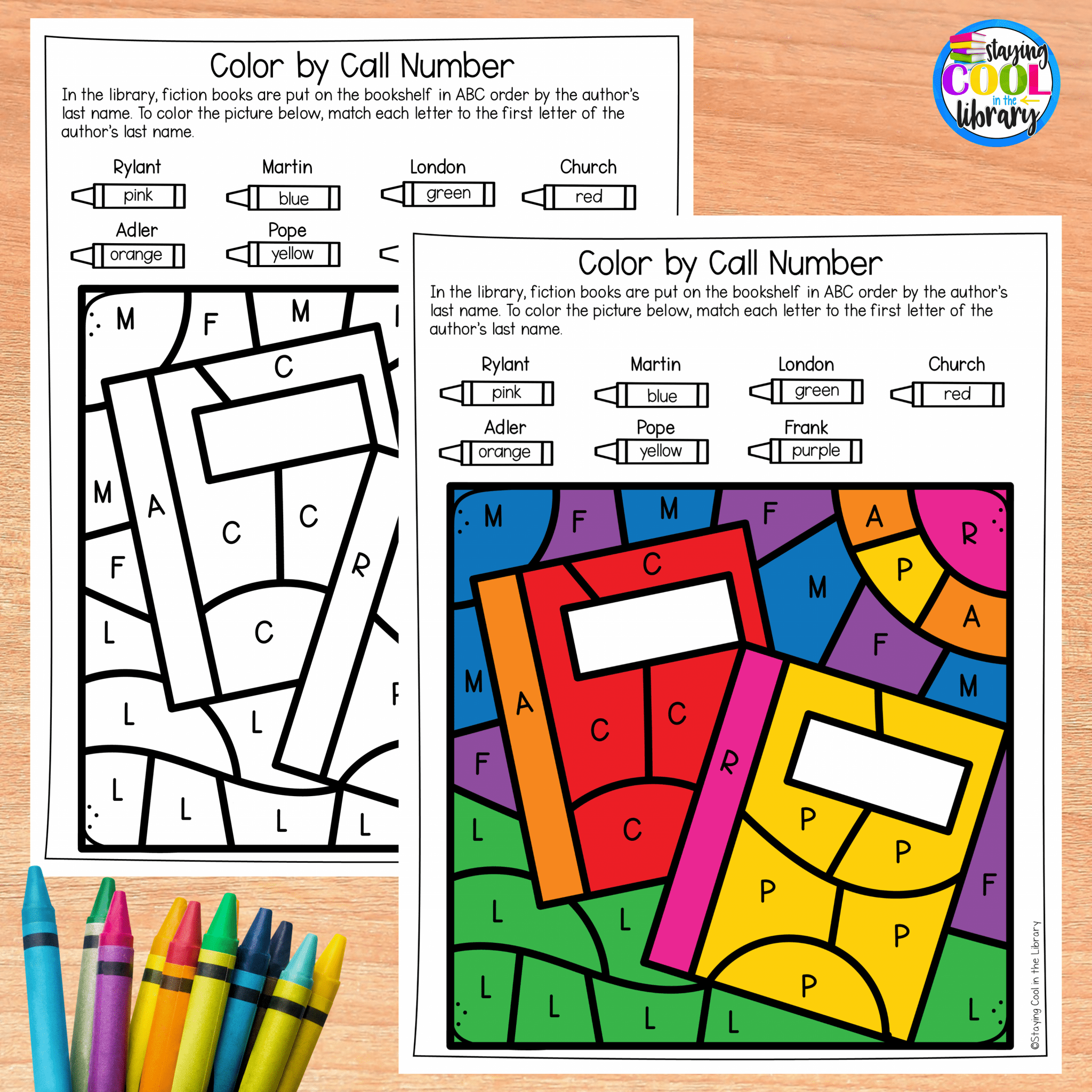 Color by Call Number or Genre Worksheets