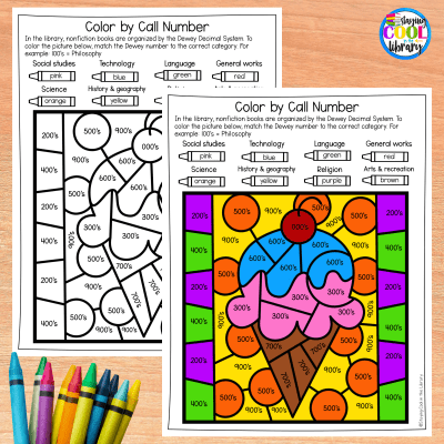 Color by Call Number or Genre Worksheets