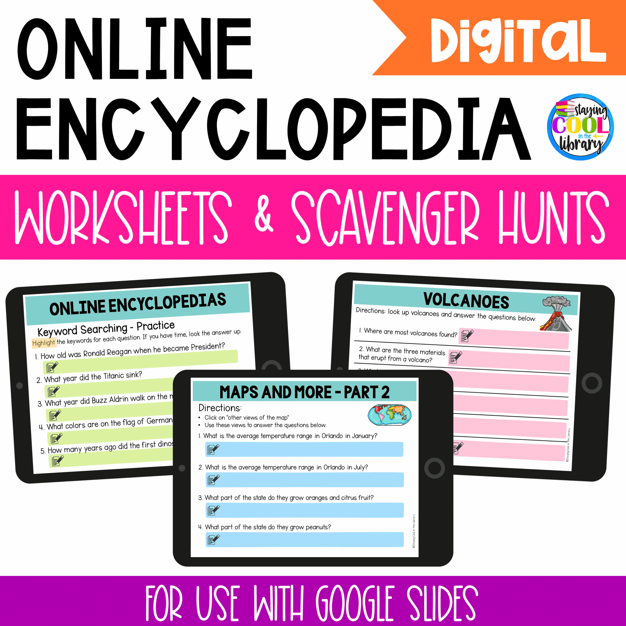 Online Encyclopedia Research Activities – Digital for Google Slides
