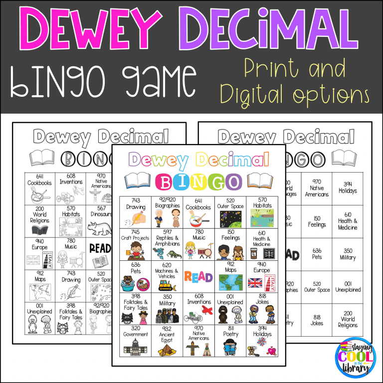 Dewey Decimal Bingo Game – Print and Digital for Google Slides