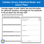 Library Substitute Binder & Lesson Plans