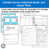 Library Substitute Binder & Lesson Plans