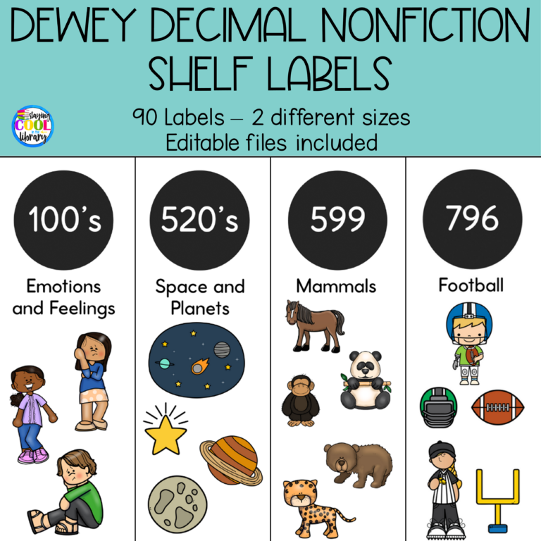 Nonfiction Library Shelf Labels - Dewey Decimal System - Staying Cool ...