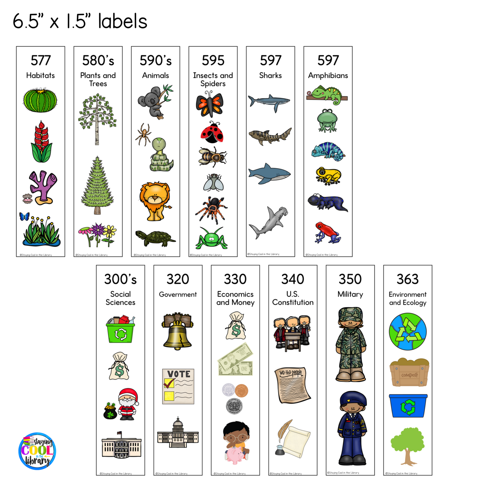 Nonfiction Library Shelf Labels - Dewey Decimal System - Staying Cool ...