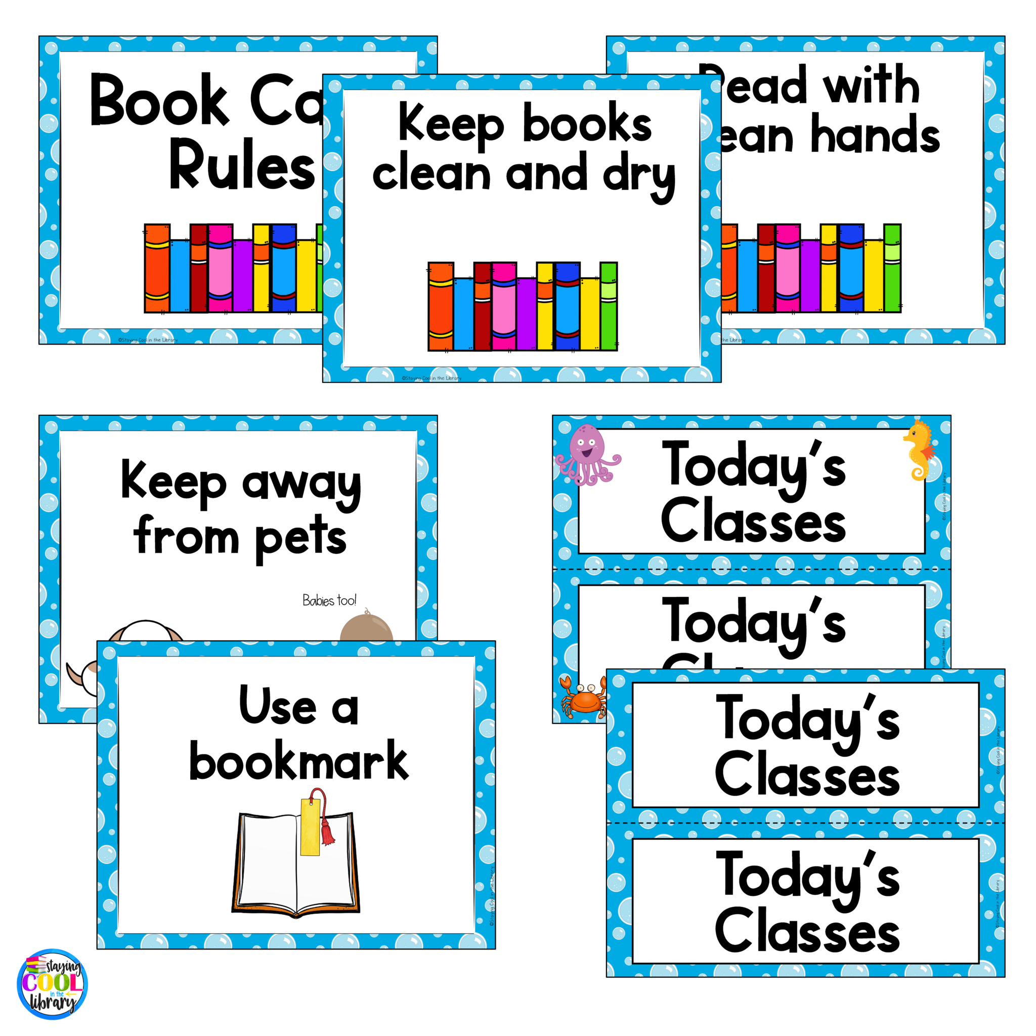 Ocean Theme School Library Decor - Staying Cool in the Library