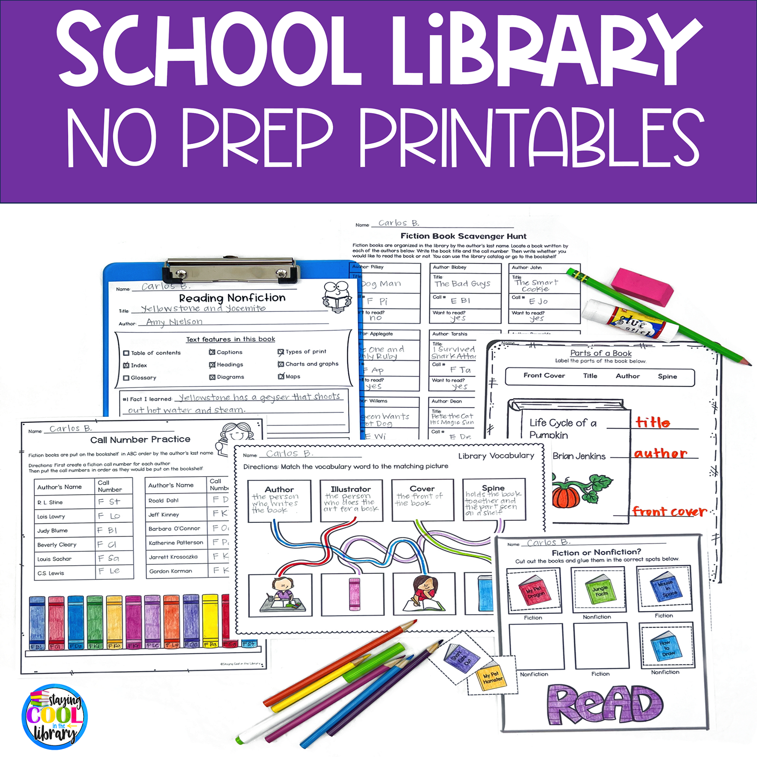 Library No Prep Printables - Bundle (Library Skills)