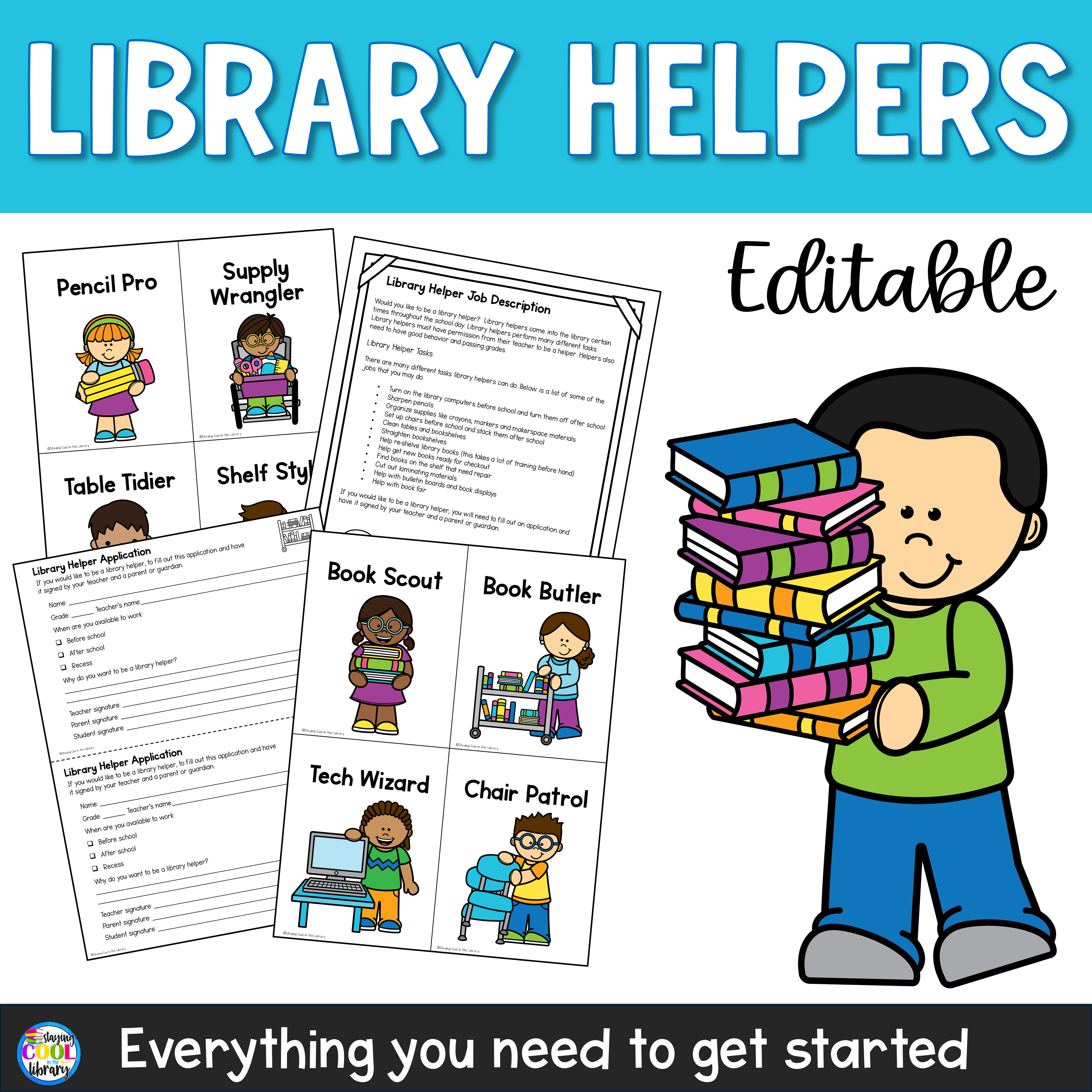 Elementary School Library Helpers or Jobs Activity Pack - Staying Cool ...